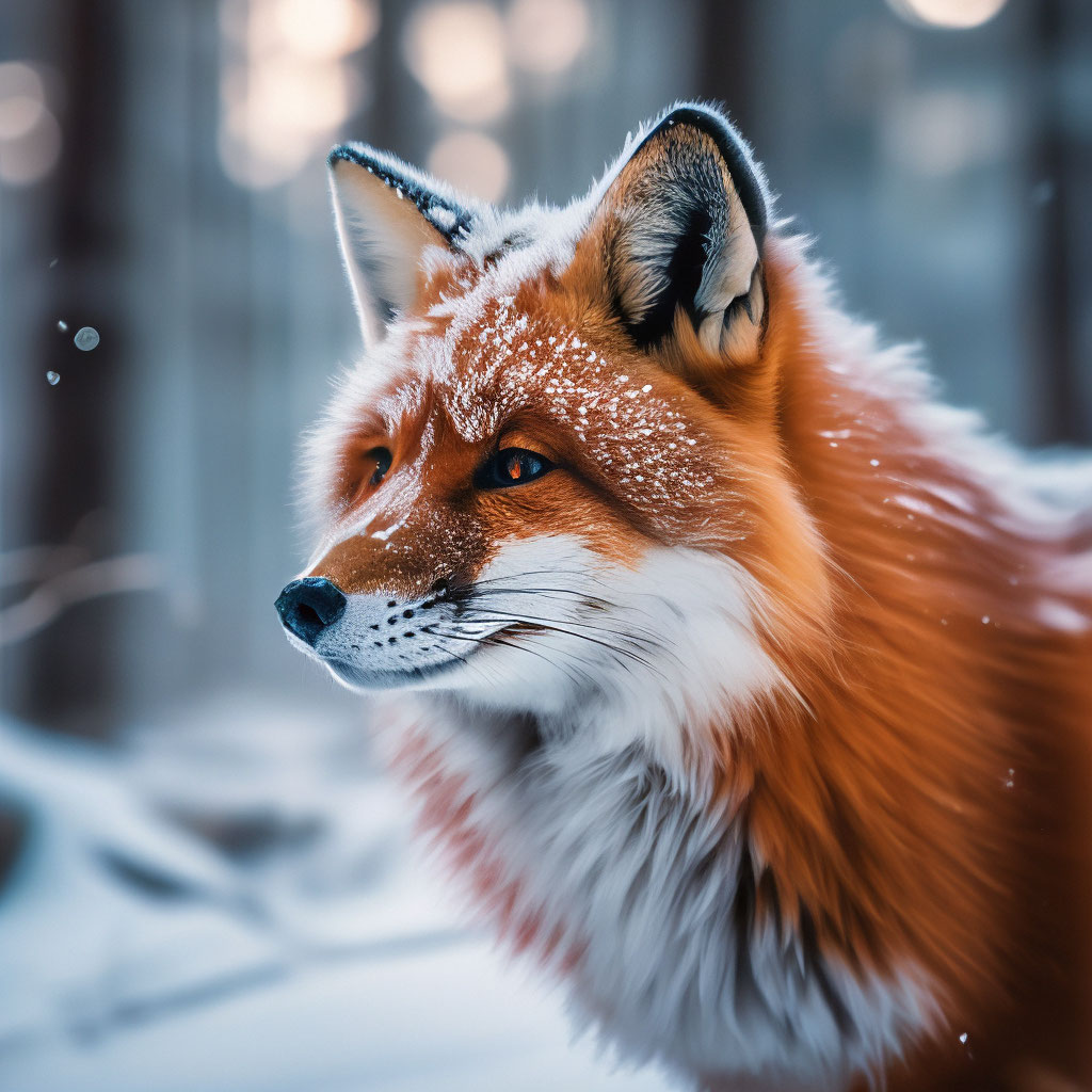 "Ice red fox, forest, snow, beautiful, professional photo, 4k, high ...