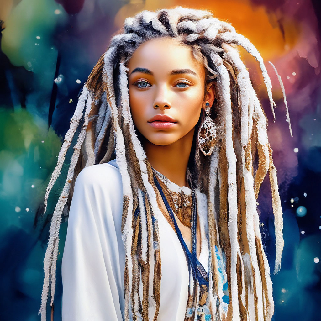 "Girl with white dreadlocks, portrait, bright natural colors, juicy ...
