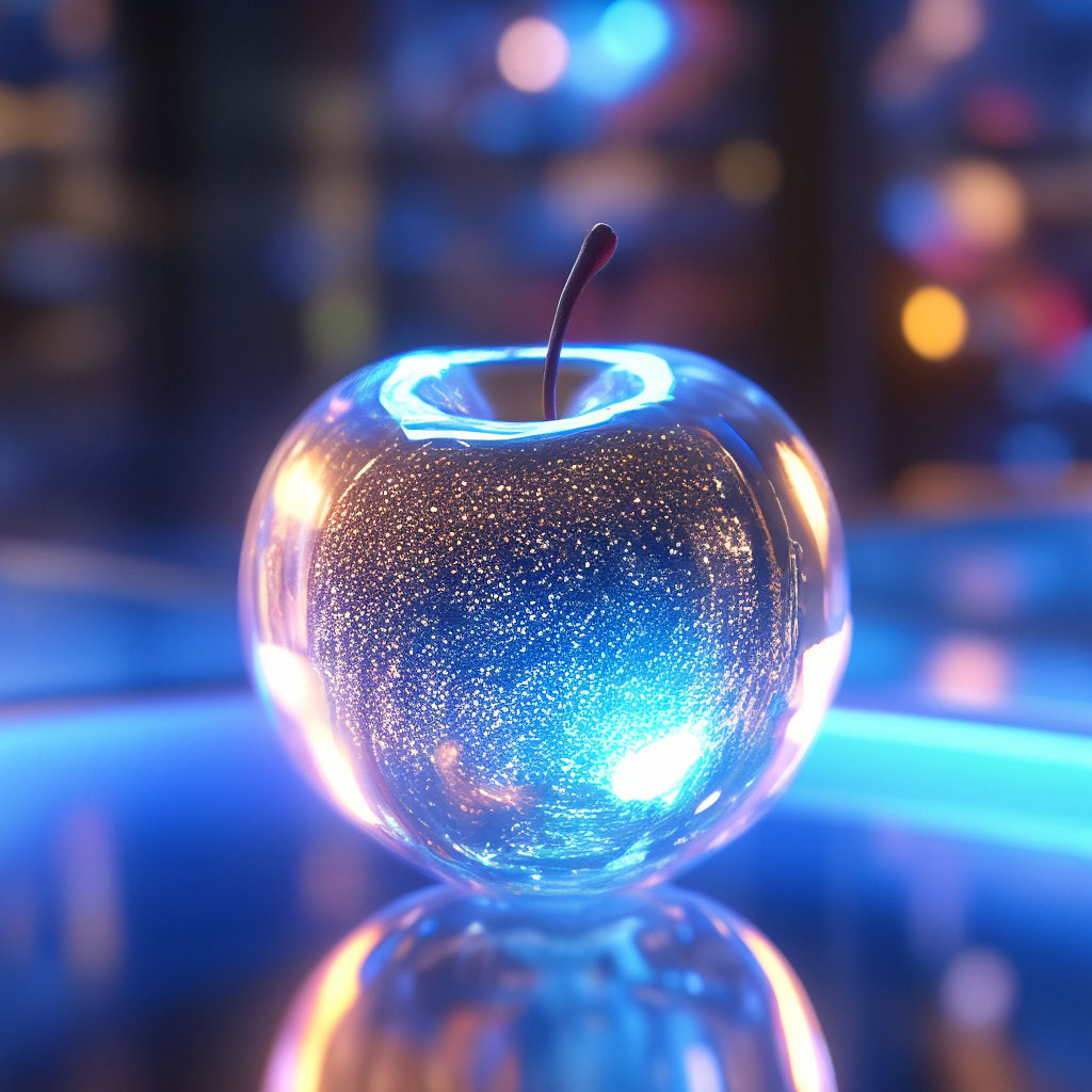 "Transparent apple in which infinity is visible, aesthetically pleasing ...