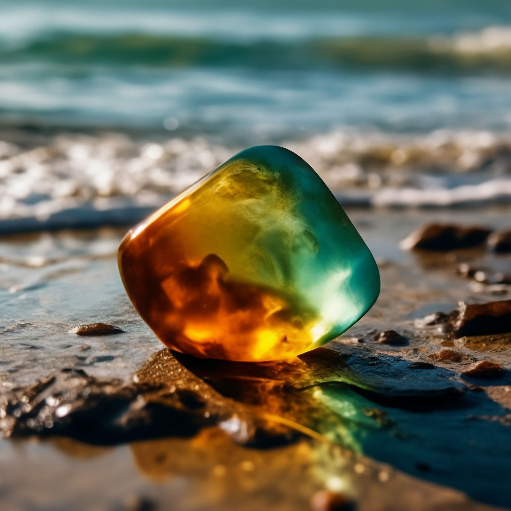 "Azure amber on the shore" — image created in Shedevrum