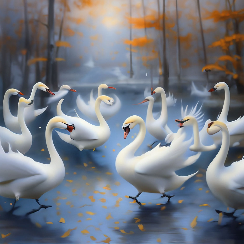 "Dance of the little swans" — image created in Shedevrum