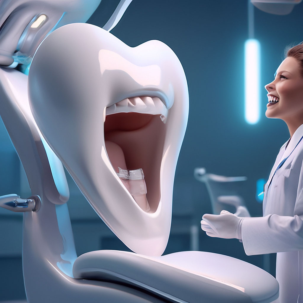 "Talking tooth on a futuristic dental chair, ultra-realistic, 1024k ...