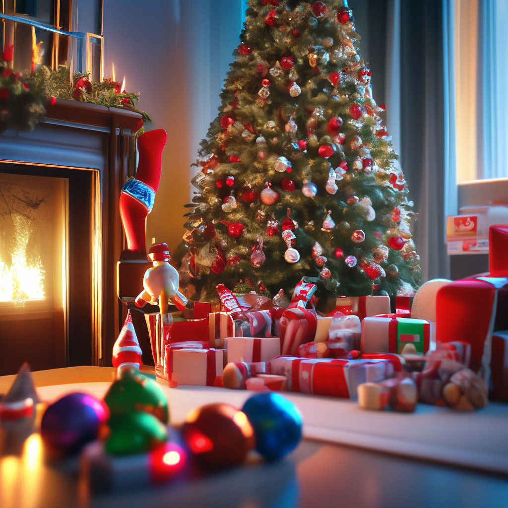 "Christmas tree, toys, nutcracker, gifts, fireplace, , aesthetically ...
