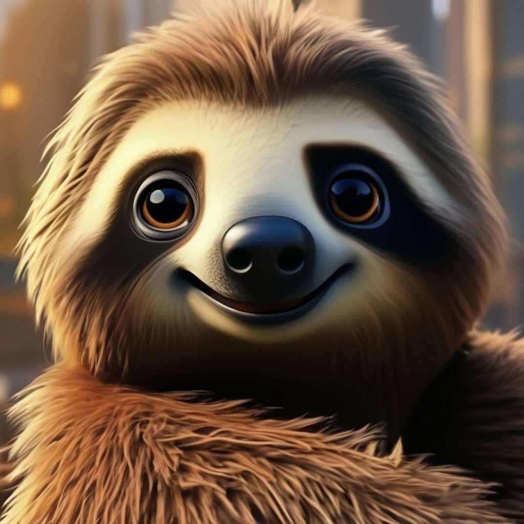 "Zootopia cute fluffy sluggish sloth Flash Slothmore" — image created ...
