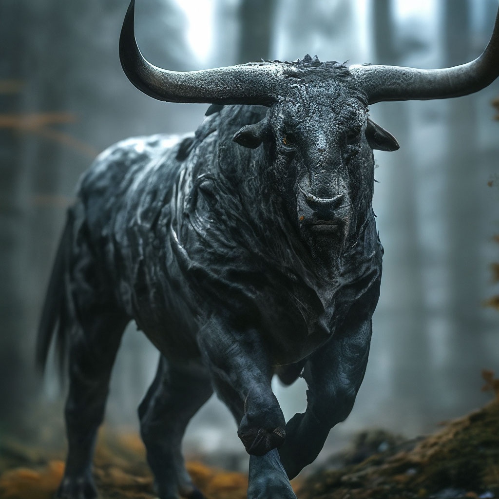 "Hybrid of a bull and a wolf, symbiotic organism, fabulously beautiful ...