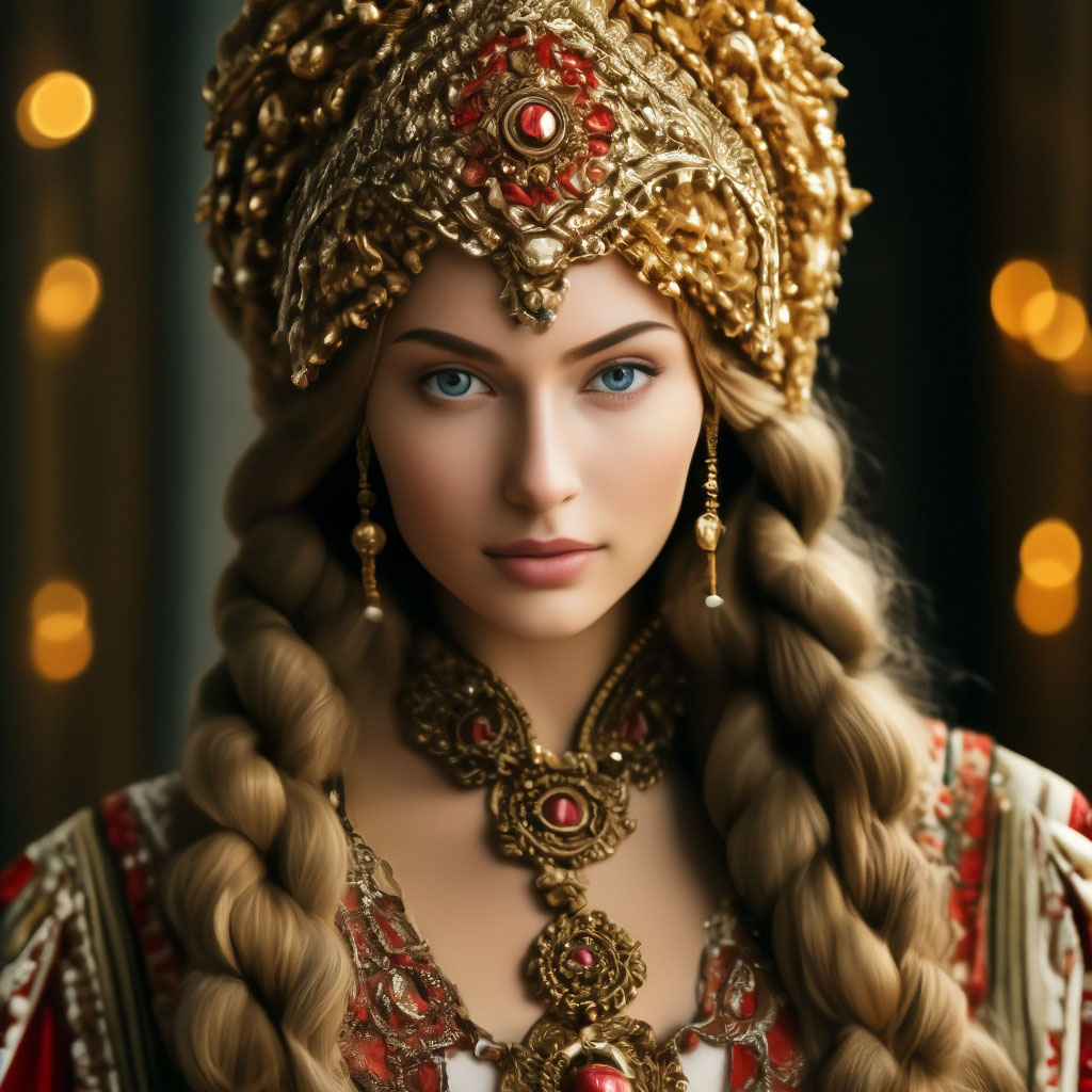"Russian beauty,a huge shock of hair braided in magnificent braids ...