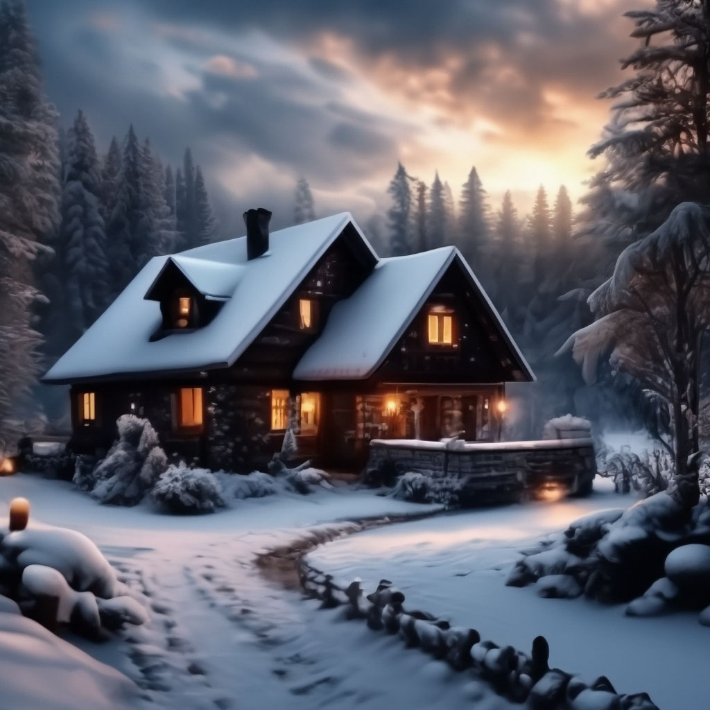 "Winter snow-covered landscape, house in the forest, aesthetically ...