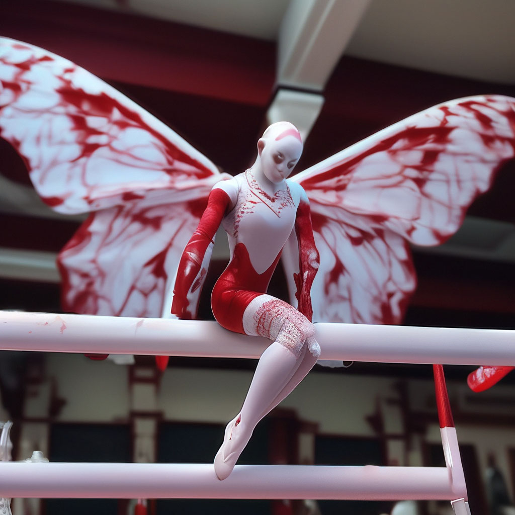 "Gymnast on the uneven bars porcelain gymnast albino-velvet moth ...