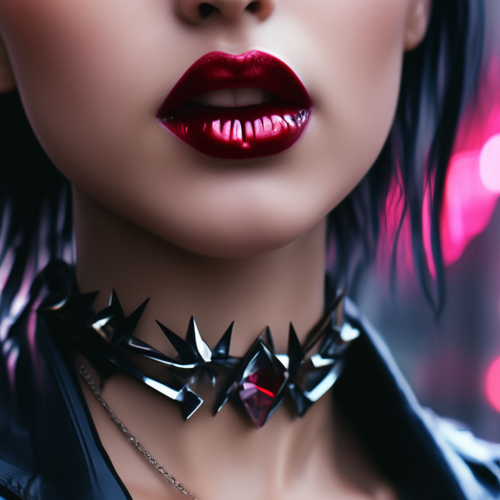 "Lips,garnet,choker" — image created in Shedevrum