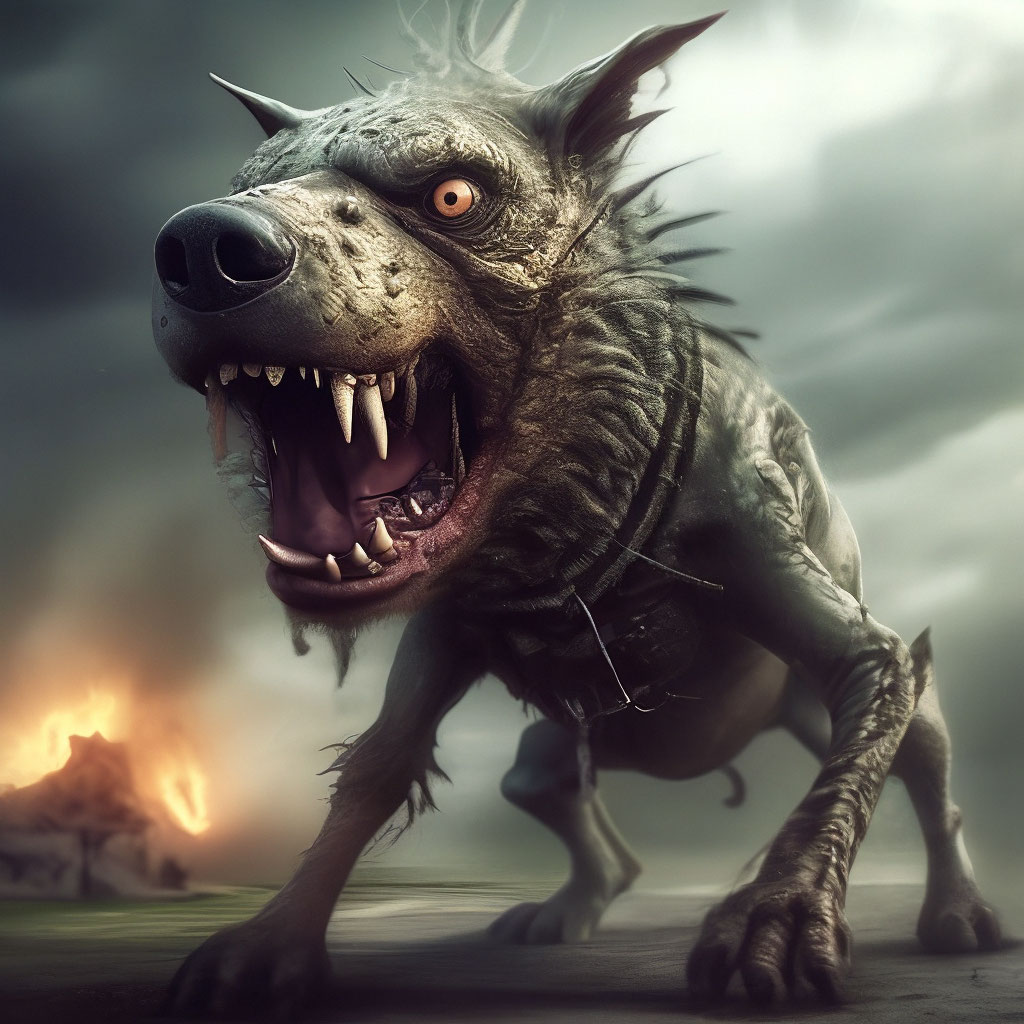 "Scary mutant dog" — image created in Shedevrum