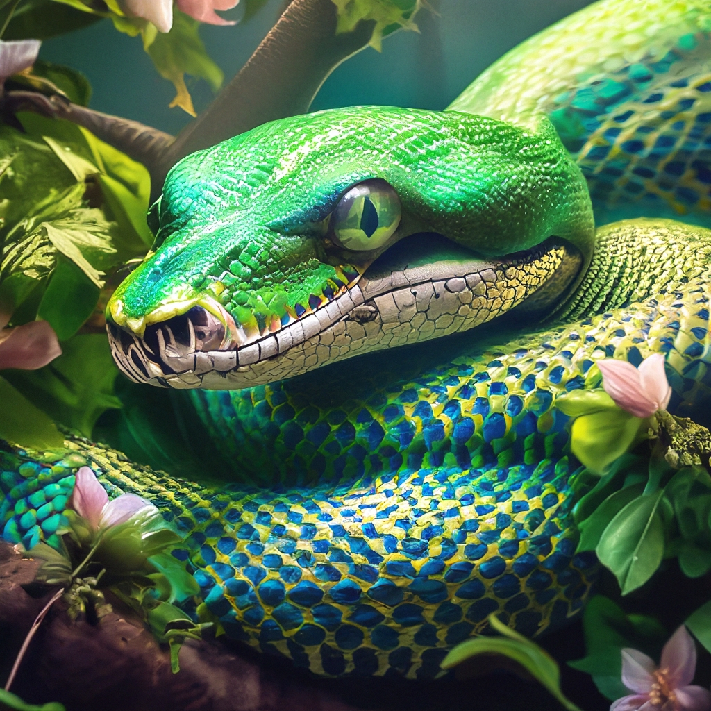 "Brilliant gradient, snake aesthetics and grace, art nouveau, faberge ...