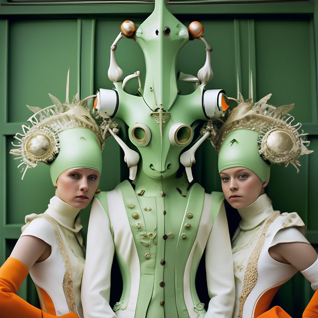 "Photographer Matthew Barney's style. Pale green, white, orange triple ...