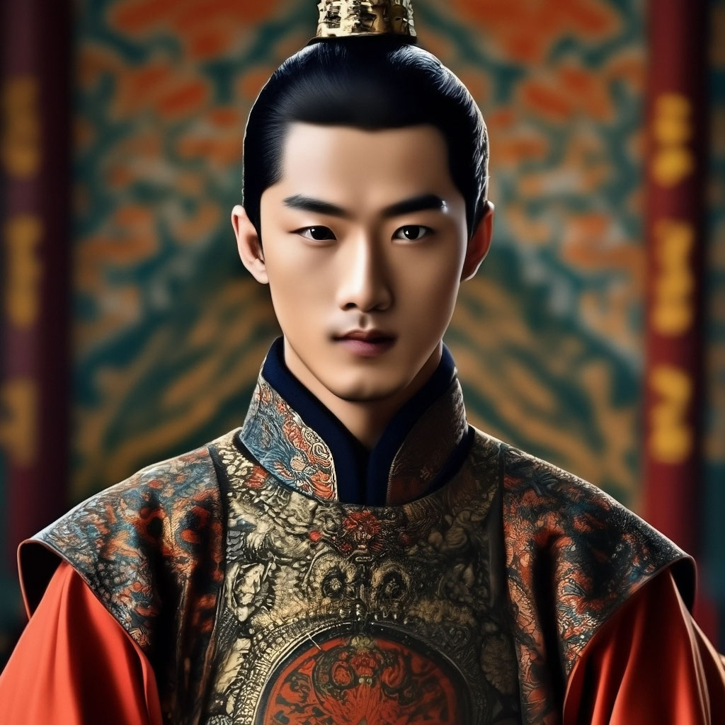 "Beautiful man, Emperor, Qi Empire, China," — image created in Shedevrum