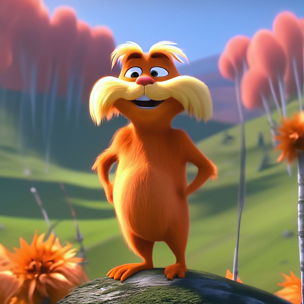"The Lorax is leaving, realistic, 4k, beautiful" — image created in ...