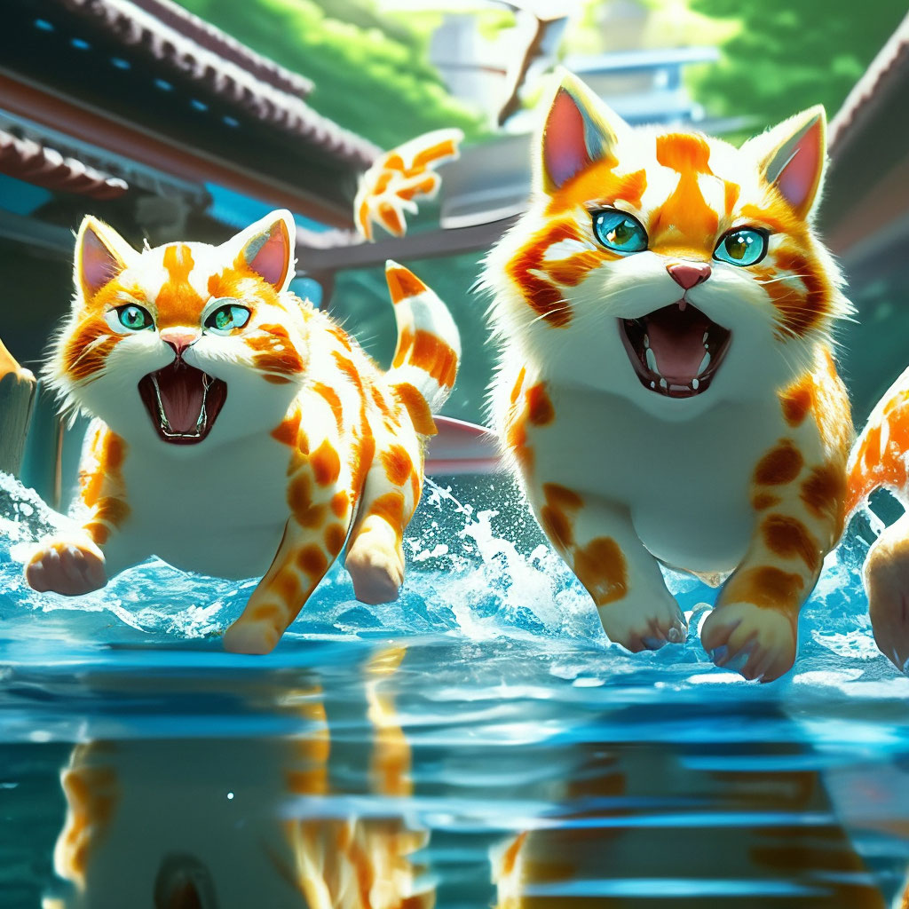 "(TV series 2 cats. 44 series....) two cats run away from a huge fish ...