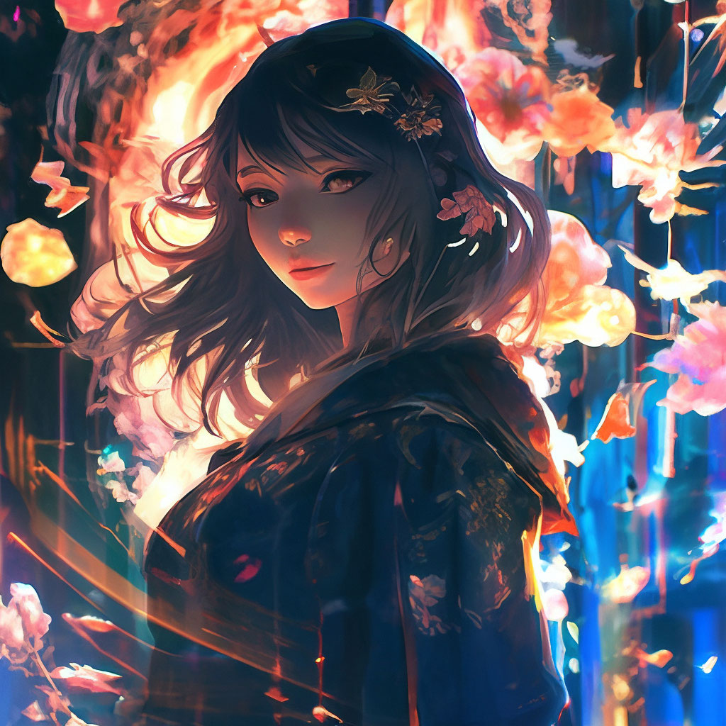 "Anime girl in the world of shadows, glare, soft pattern, shadow ...