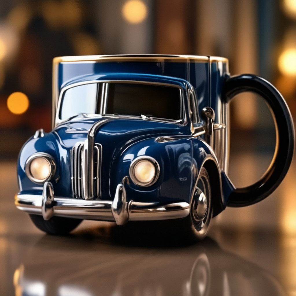 "Mug in the form of a car realism, hyperrealism, detail, professional ...