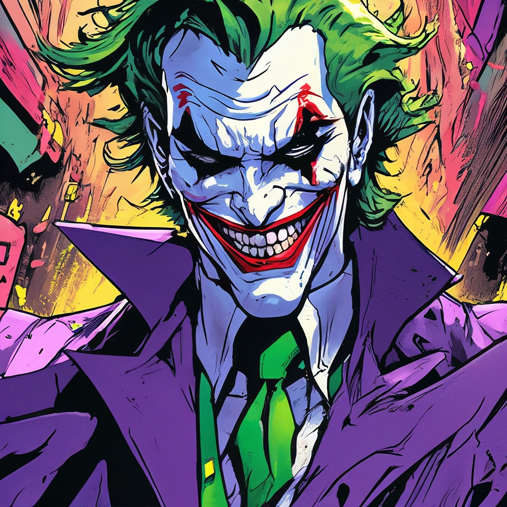 "Joker, portrait, acid colors, rough shadows, high contrast,black ...
