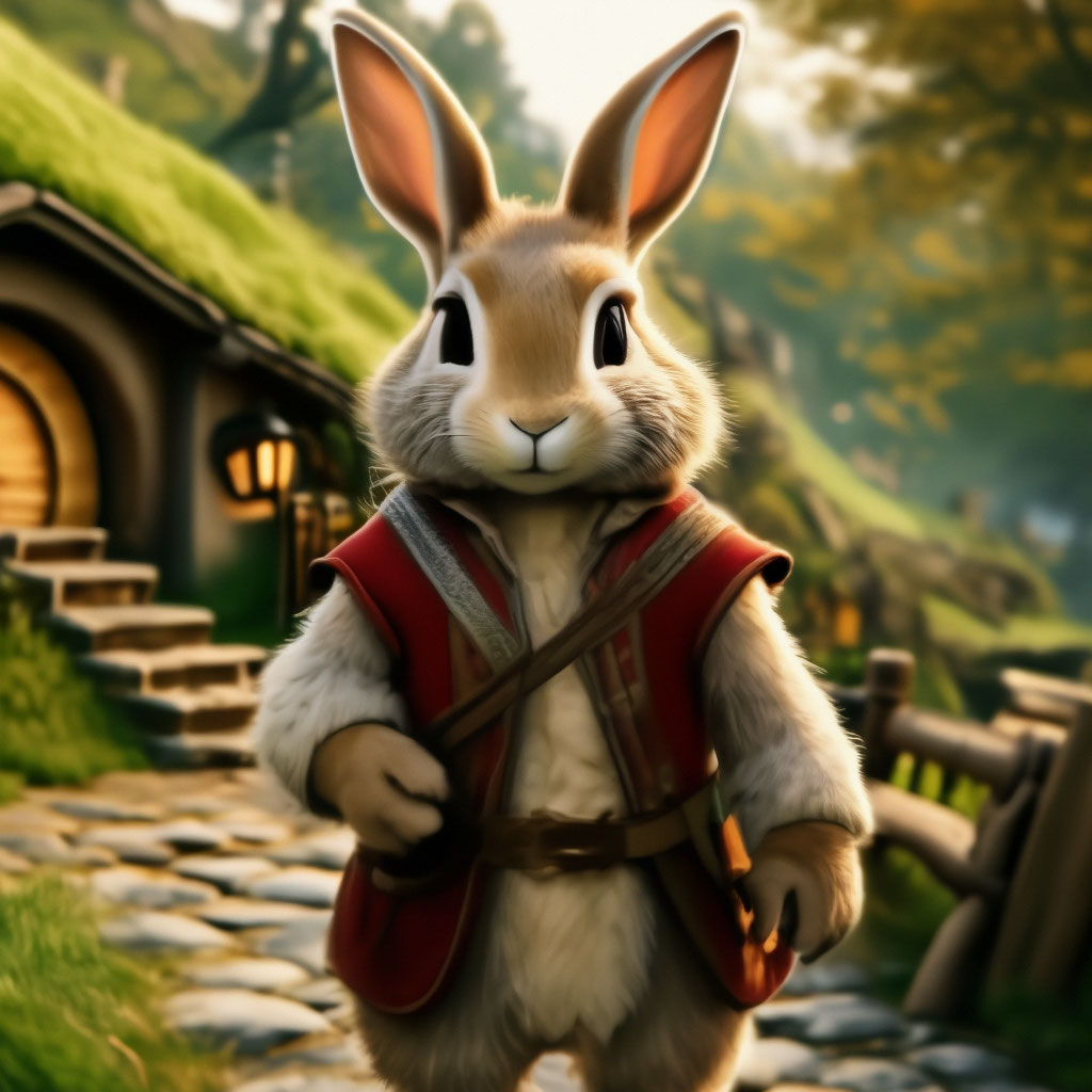 ". An anthropomorphic bunny inhabitant of a hobbit village is realistic ...