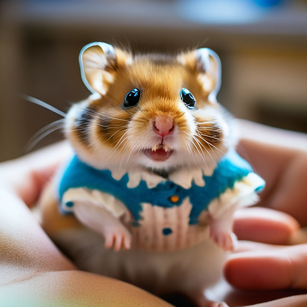 "The photo shows a cute and funny animal – a hamster. Hamsters are ...
