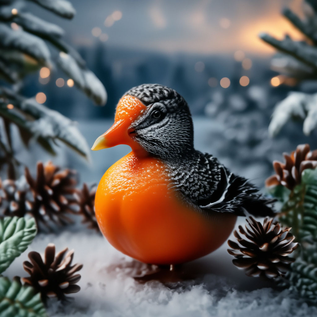 "A hybrid of a mandarin and a Christmas tree, a winter landscape on the ...