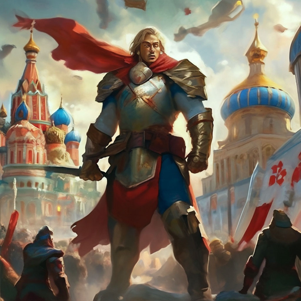 "Russia is famous for its heroes!🚩" — image created in Shedevrum