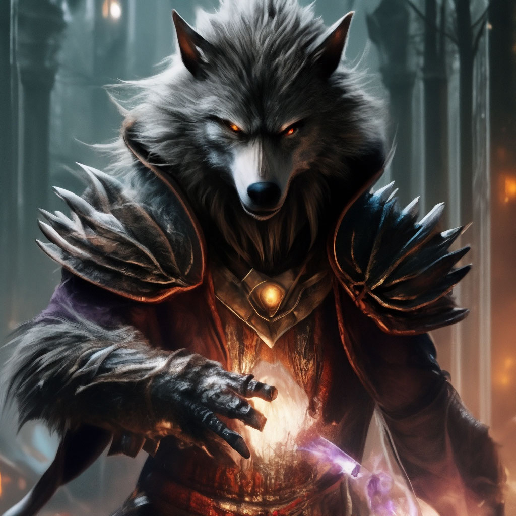 "Elf sorcerer-werewolf" — image created in Shedevrum
