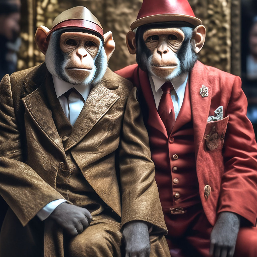 "Characters from the film the Godfather in the form of a monkey ...