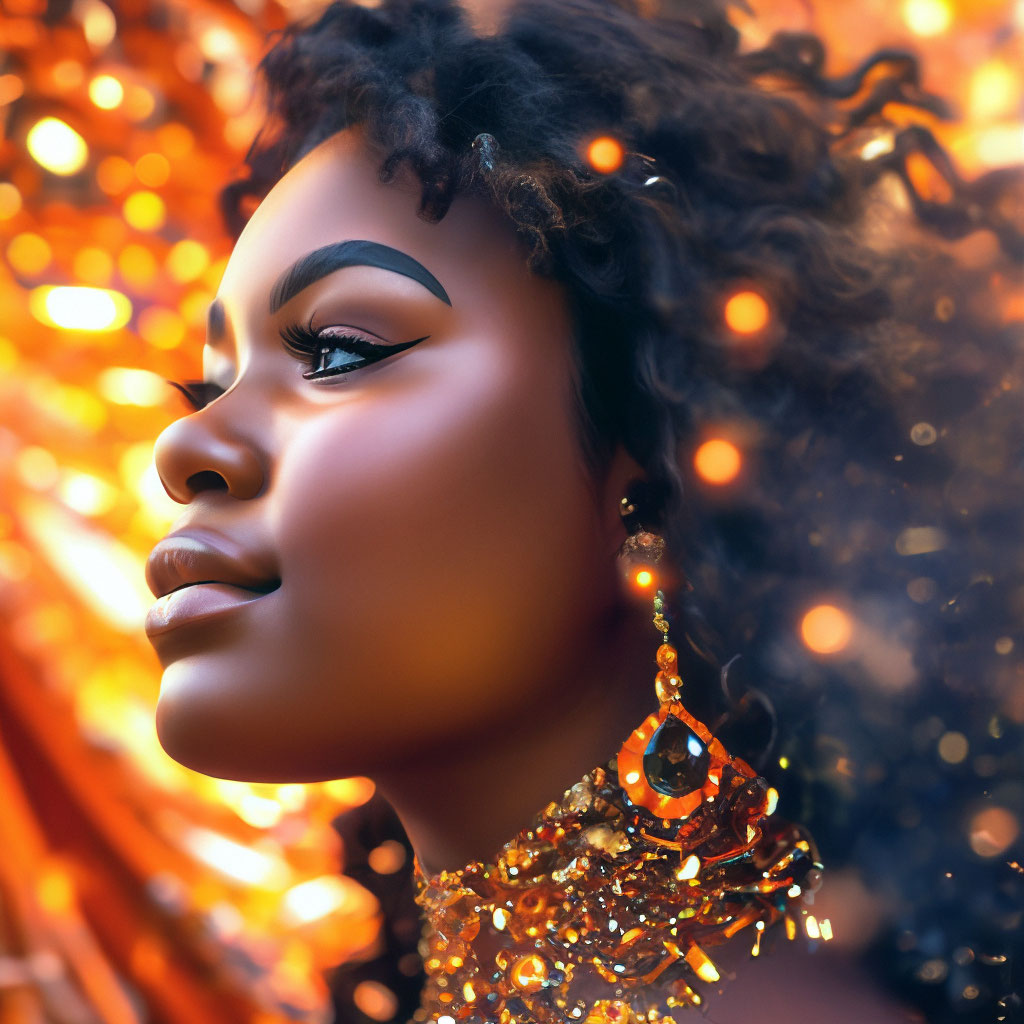 "The profile of a beautiful tanned girl plus size on the background of ...