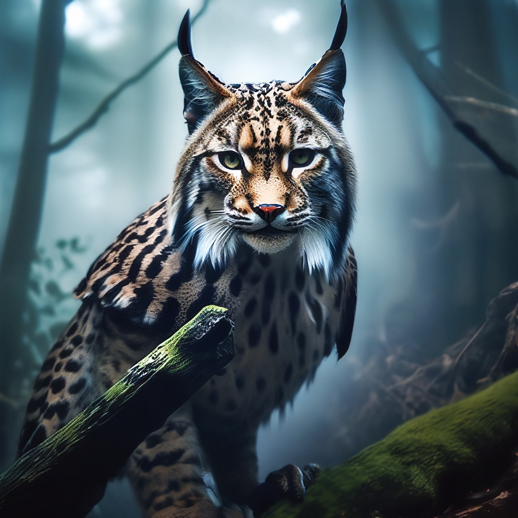 "Lynx crossed with an owl" — image created in Shedevrum