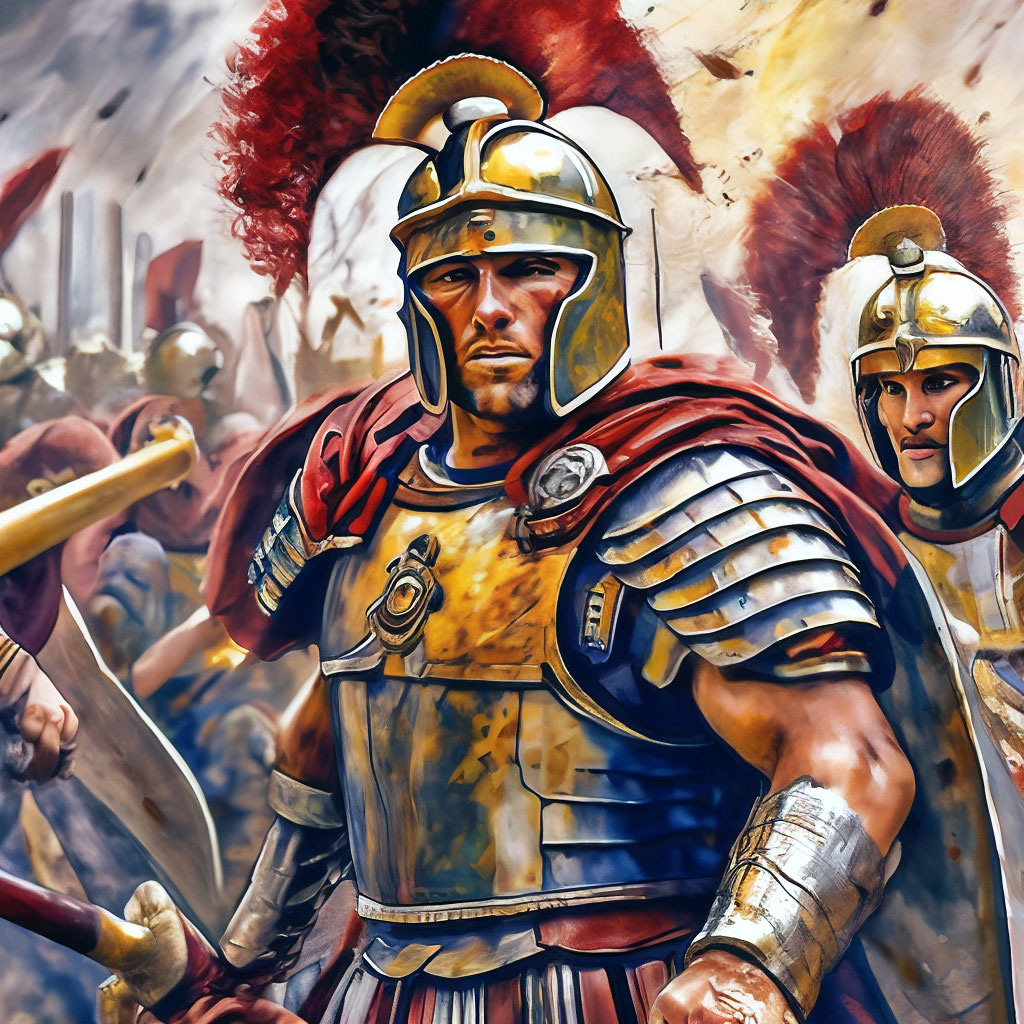 "Roman legionnaire in battle, watercolor, horror, aesthetically ...