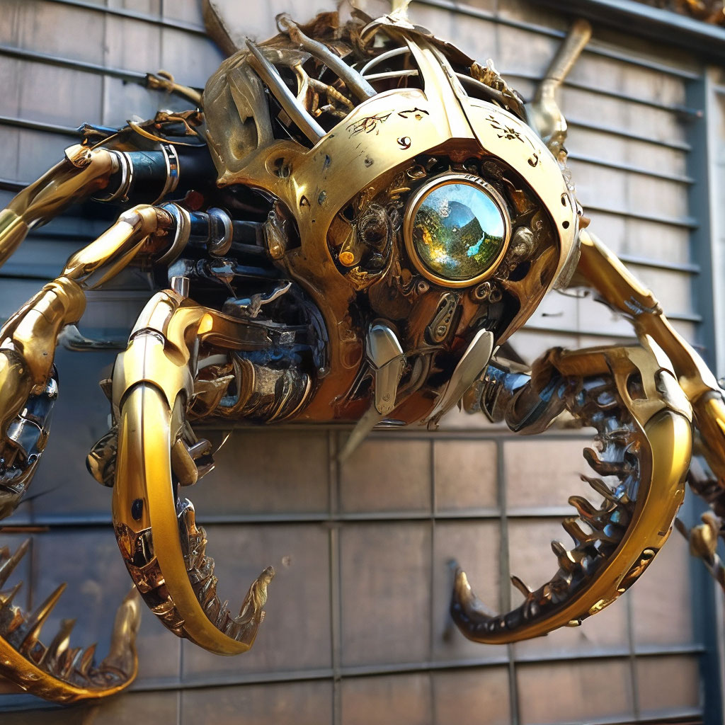 "Giant biomechanical multi-legged monster crawling on the wall of the ...