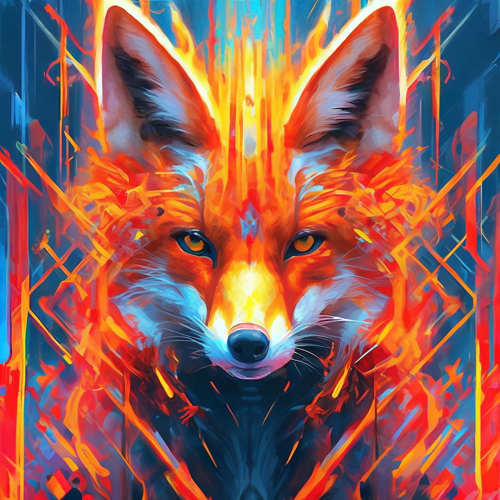 "Professional portrait of a firey fox, abstract, highly detailed ...