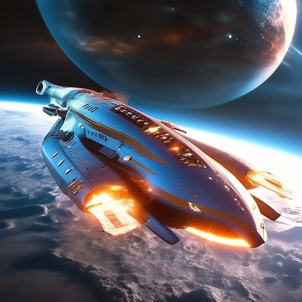 "Russian galactic ship rushes to the planet nibiru, space, speed ...
