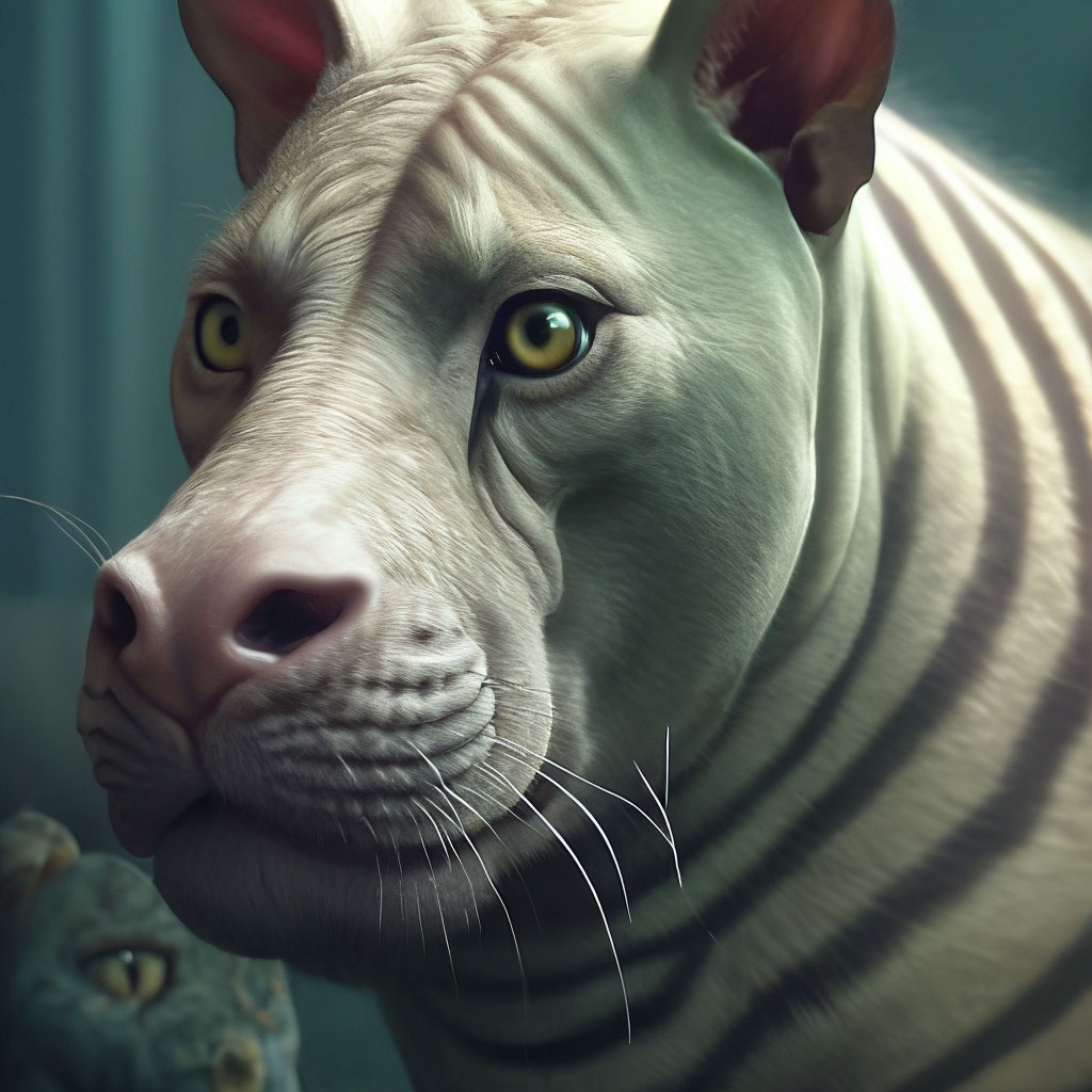 "Hybrid of a cat and a hippopotamus, close-up, high detail" — image ...