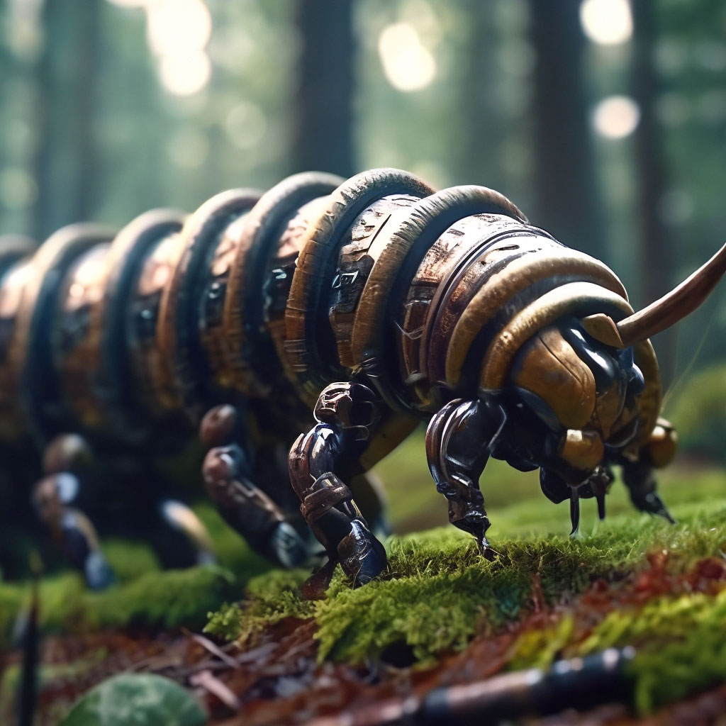 "Huge mechanical worm, realistic, close-up, professional photo, 4k ...