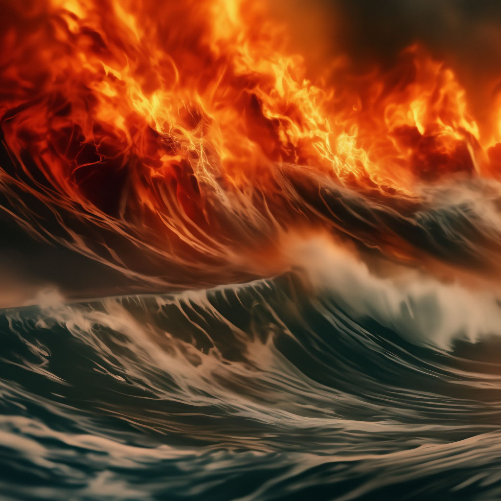 "The sea of fire is burning the underwater world the ocean is raging ...