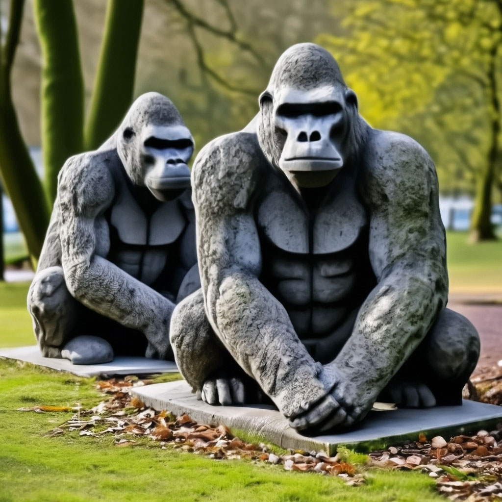 "Park sculpture, sculpture group, gorillas, architectural concrete ...