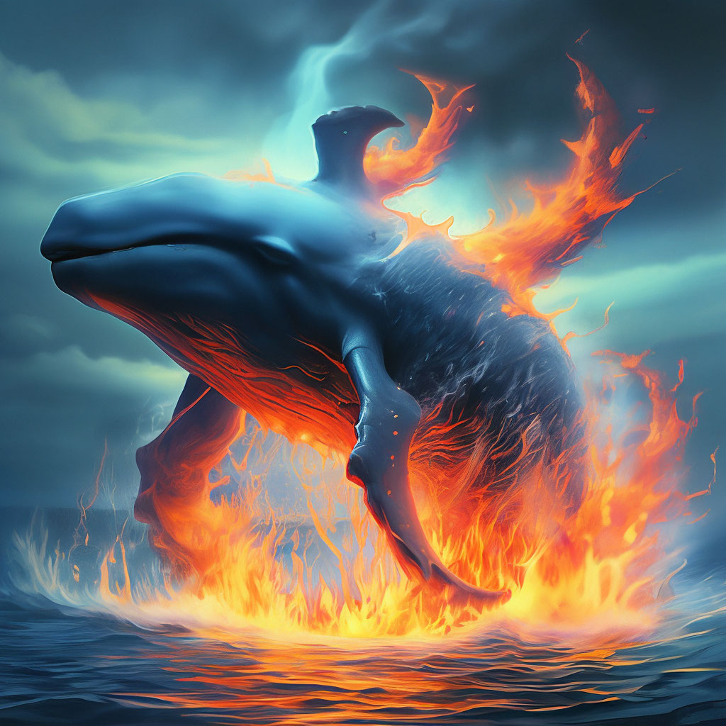 "Water and fire whale." — image created in Shedevrum