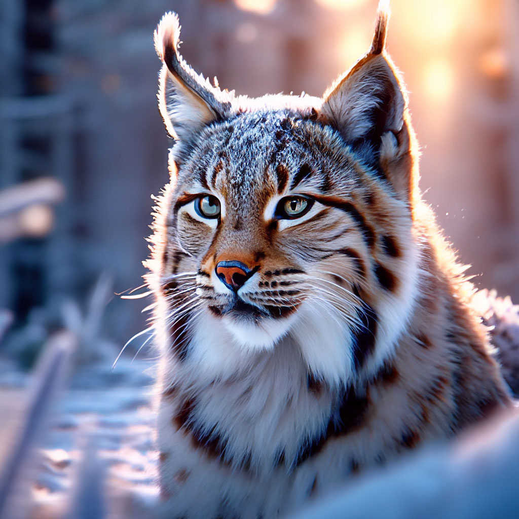 "Megarealistic photo, lynx, frost, winter morning, dawn, frost, forest ...
