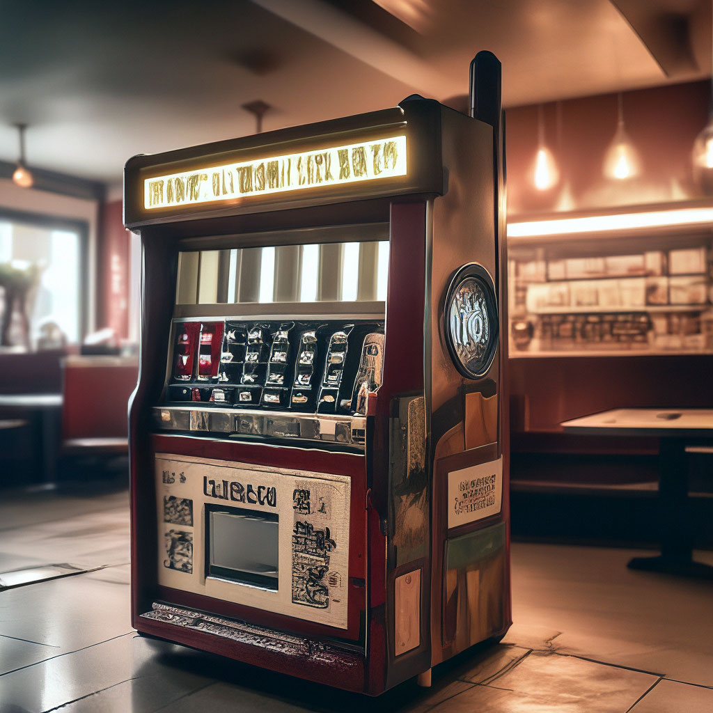 "Photorealistic. Jukebox jukebox from afar, from the other end of the ...