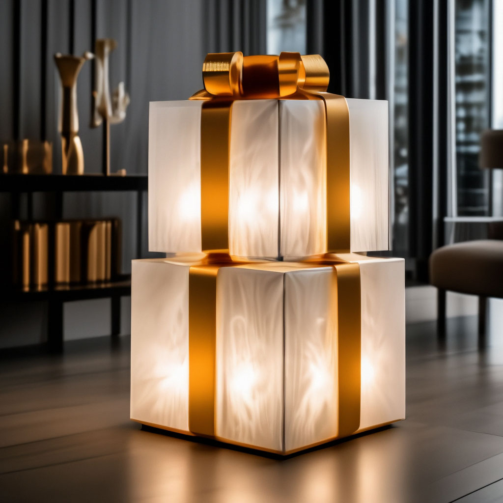 "Modern designer interior LED floor lamp cube, in the form of a gift ...