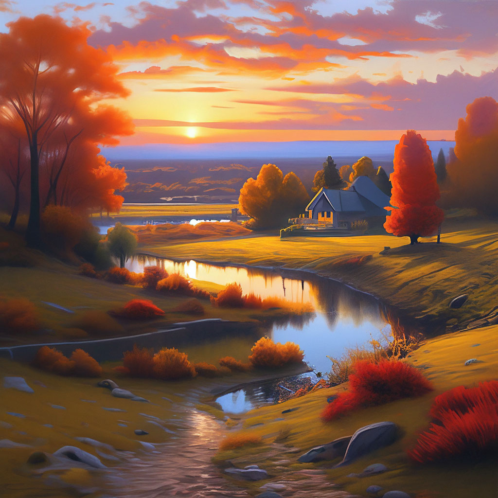 "Landscape, late autumn, twilight" — image created in Shedevrum