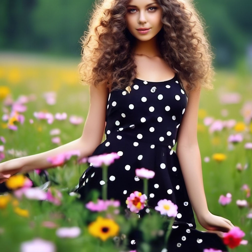 "(Some girl's idea) beautiful,girl20,in,black,sundress,in,polka dot ...