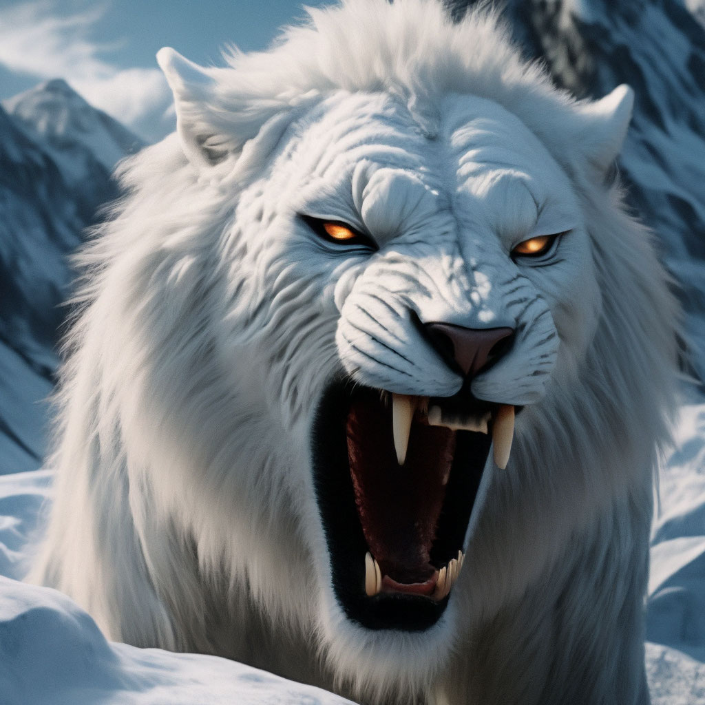 "Hyper realistic white,gentle creature,white mountains, consisting of ...