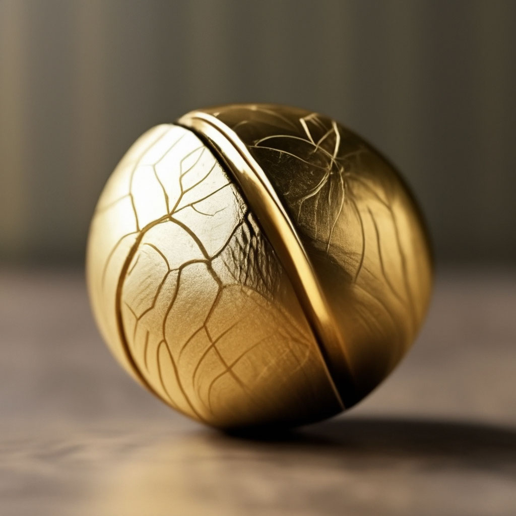 "Golden nut with golden veins" — image created in Shedevrum