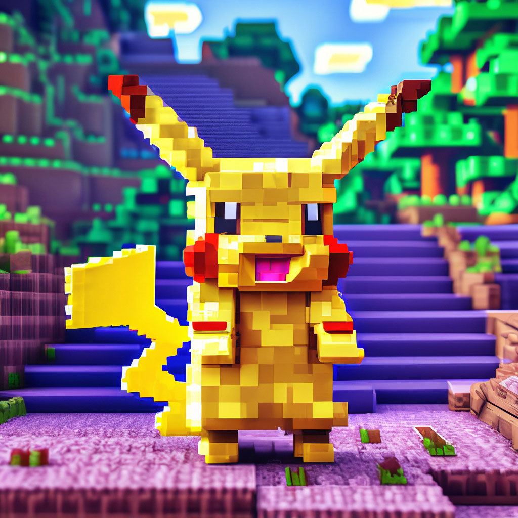 "Pikachu in minecraft style" — image created in Shedevrum