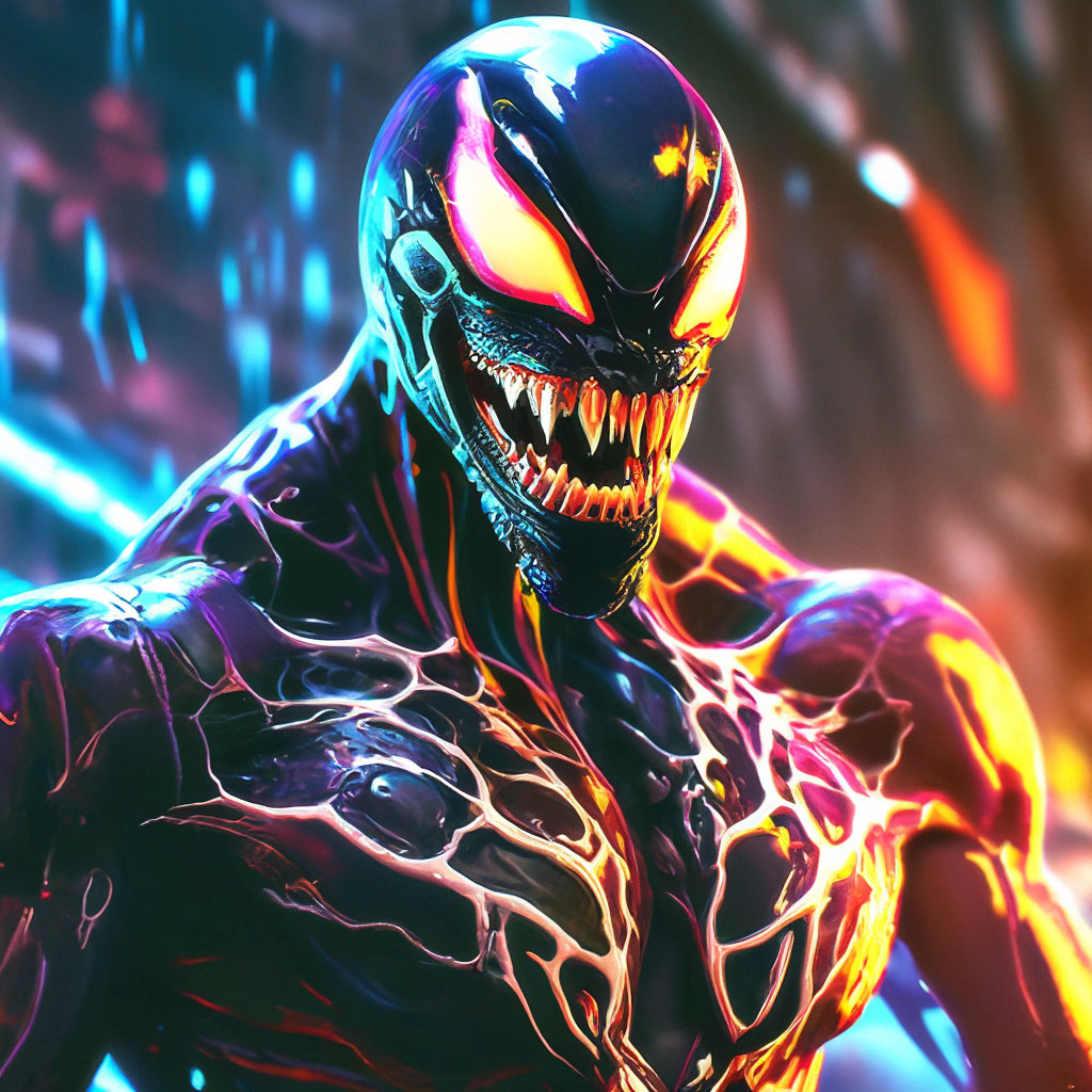 "Venom 2024 concept art character, Marvel, neon, thriller, hyperdeal ...