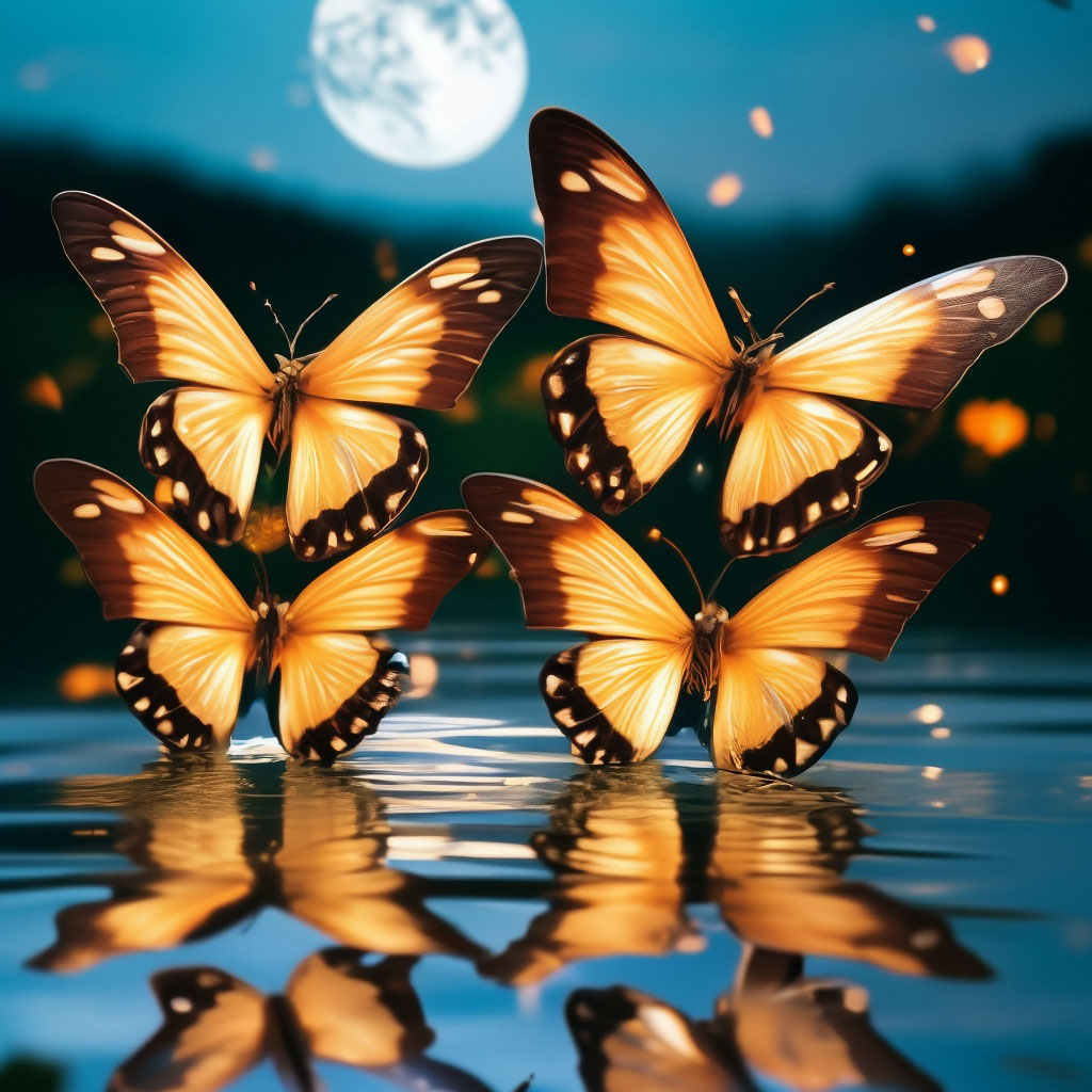 ""Moon Dance of Fire Butterflies" The photo shows a night landscape ...