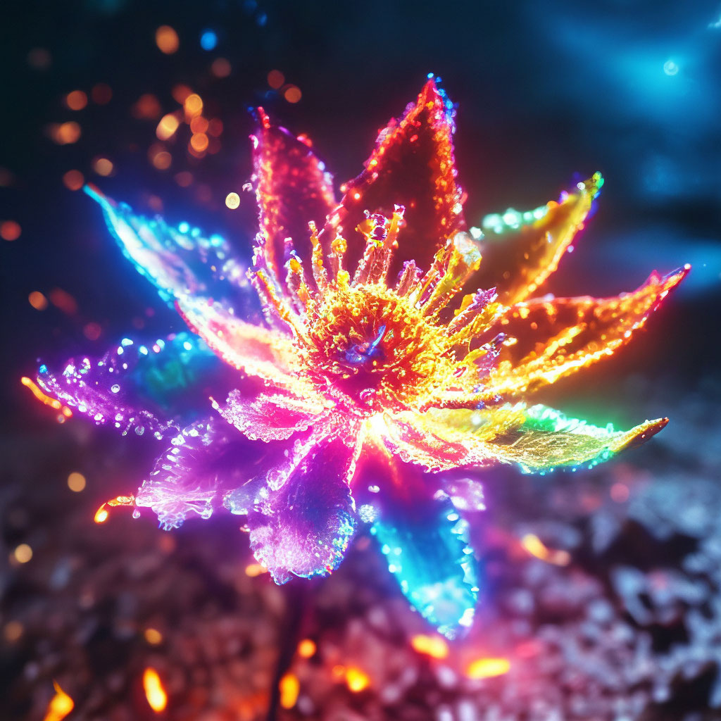 "Sparkling rainbow fire magic flower made of sparks, sparks and ...